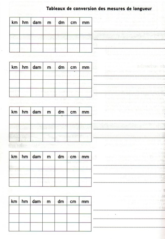 Tableaux de conversion mesures de longueurCM1 – Ecole St JOSEPH 85260 ...